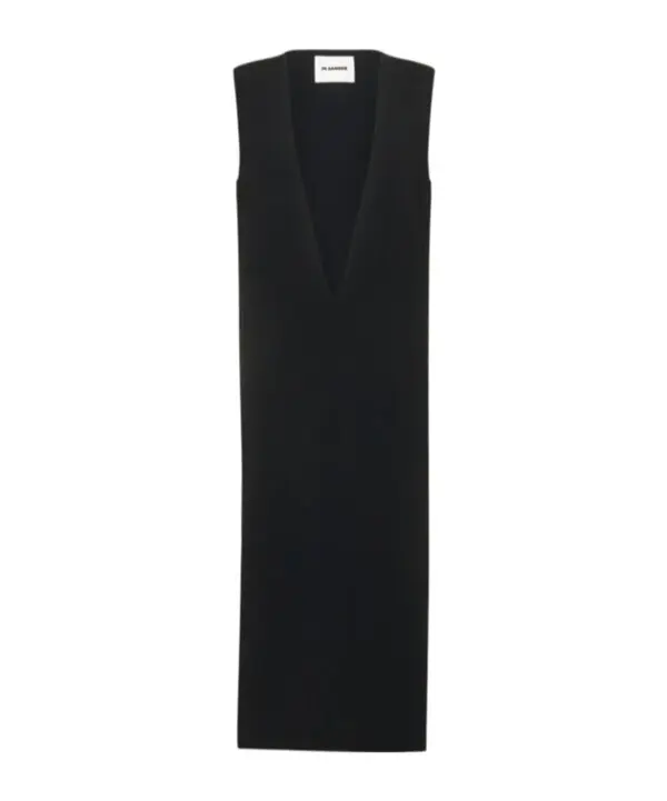 JIL SANDER Interlock Deep V Neck Midi Dress