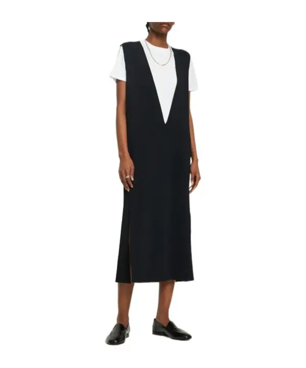 JIL SANDER Interlock Deep V Neck Midi Dress