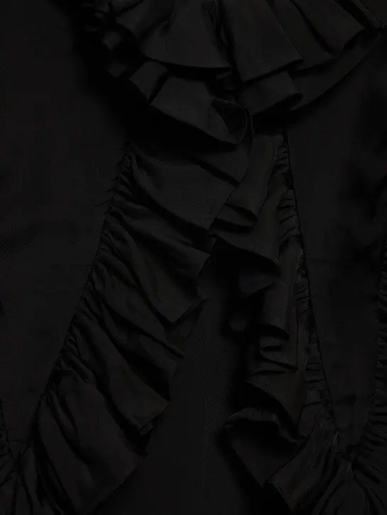 JIL SANDER Washed Satin Frill Midi Dress