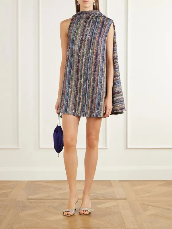 Missoni Sequin-embellished Striped Metallic Crochet-knit Mini Dress - Multi