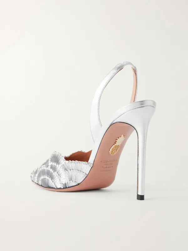 AQUAZZURA Ce Soir 105 Slingback Sequin-embellished Leather Sandals