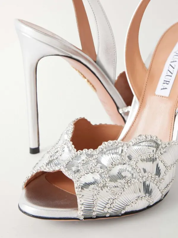 AQUAZZURA Ce Soir 105 Slingback Sequin-embellished Leather Sandals