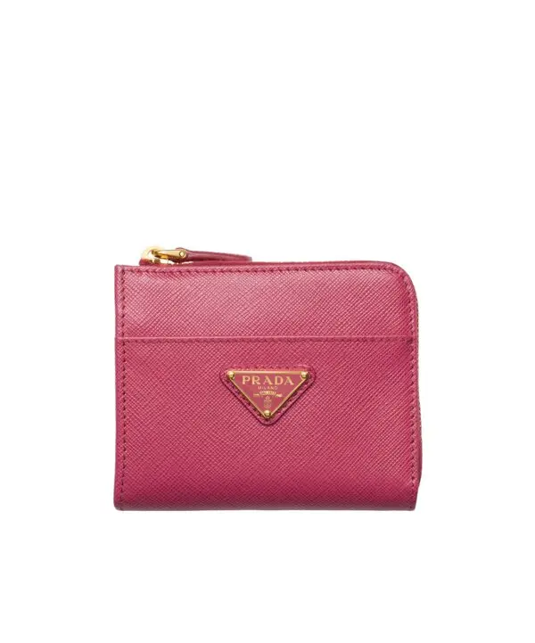 Prada Small Saffiano Leather Zipper Wallet - Pink