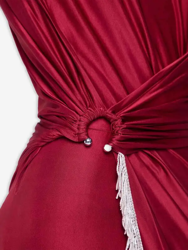 Rabanne Fringe-detailed Gathered Dress