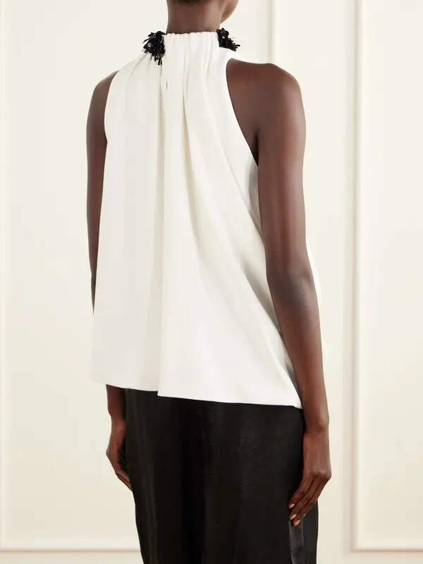 Brandon Maxwell The Haze Sequin-embellished Asymmetric Gathered Crepe Top