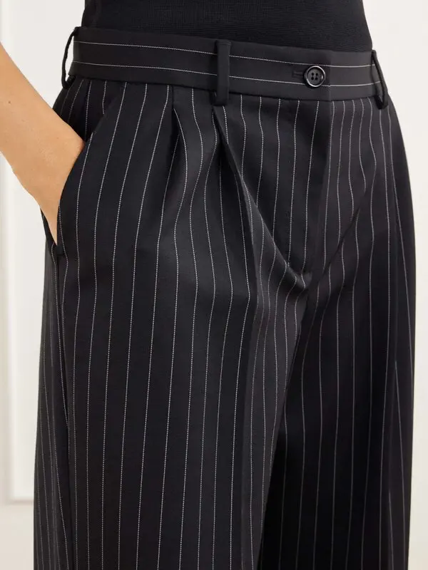 Dolce & Gabbana Pleated Striped Wool-blend Wide-leg Pants