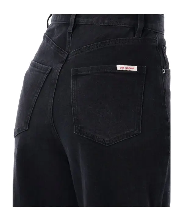 SELF-PORTRAIT Logo Patch Barrel-leg Jeans