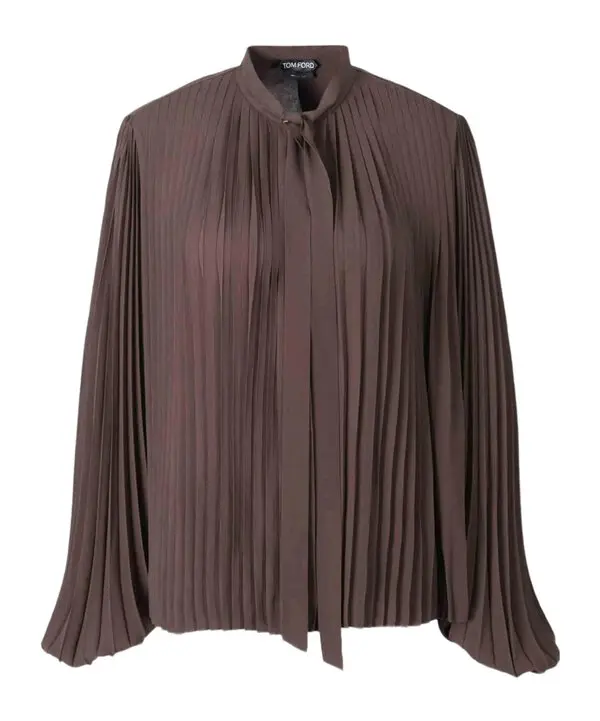 TOM FORD Pleated Pussy-bow Buttoned Shirt