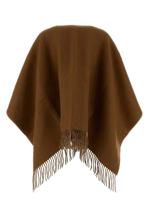 Fendi Biscuit Wool Blend Reversible Cape - Brown