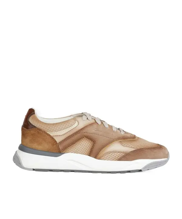 Santoni Innova Perforated Lace-up Sneakers