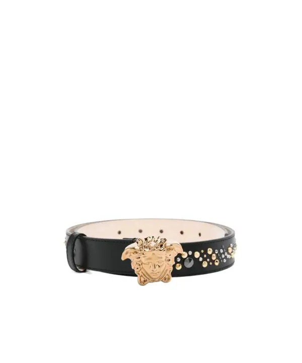 Versace Studded Leather Belt - Black