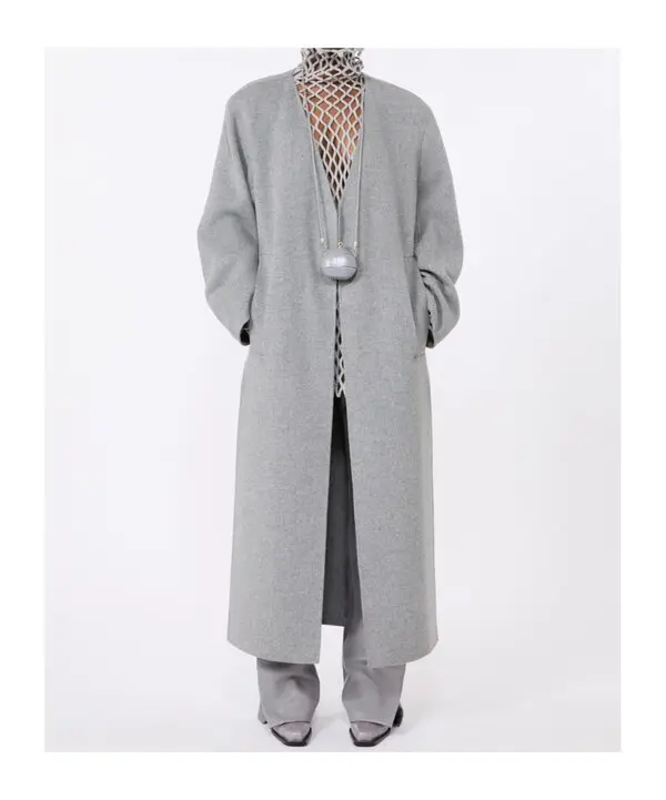 Sportmax Long Pure Wool Coat Medium Grey - Medium Gray