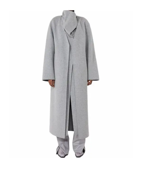 Sportmax Long Pure Wool Coat Medium Grey - Medium Gray