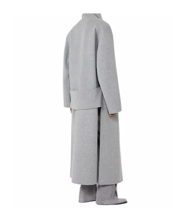Sportmax Long Pure Wool Coat Medium Grey - Medium Gray