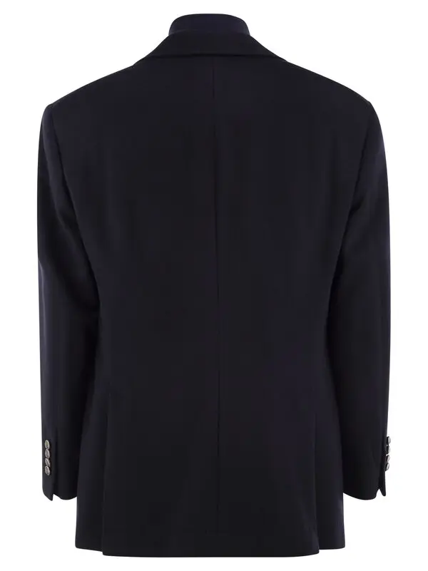 Brunello Cucinelli Removable-gilet Single-breasted Wool Blazer - Navy Blue