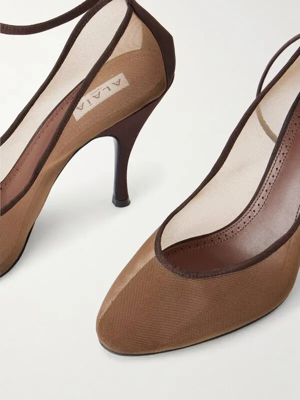 Alaïa Round-toed Mesh High-heeled Shoes - Nude