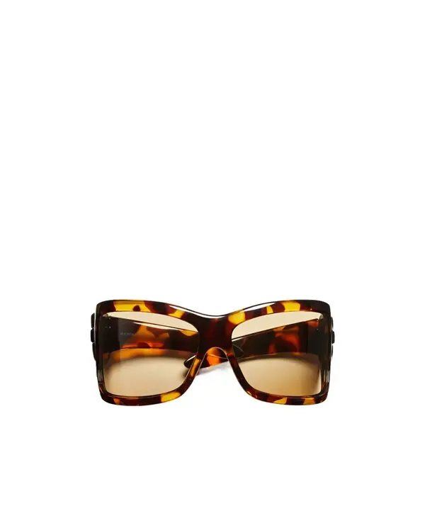 Bottega Veneta Intrecciato Wraparound Sunglasses - Havana/yellow