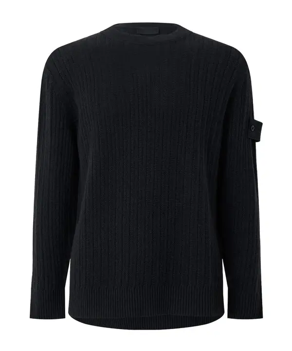Stone Island Vertical Rib Crew Neck Knit Sweater - No