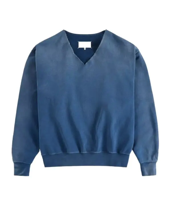 MAISON MARGIELA Washed V-neck Cotton Sweatshirt
