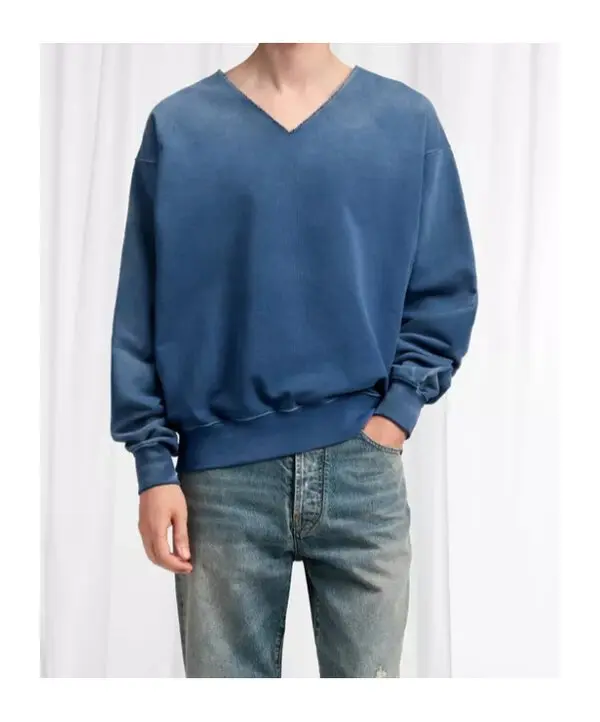 MAISON MARGIELA Washed V-neck Cotton Sweatshirt