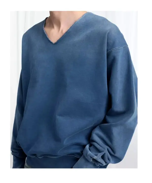 MAISON MARGIELA Washed V-neck Cotton Sweatshirt