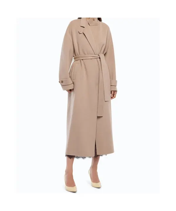 Pinko Coat In Double-layered Wool-blend Cloth With Belt