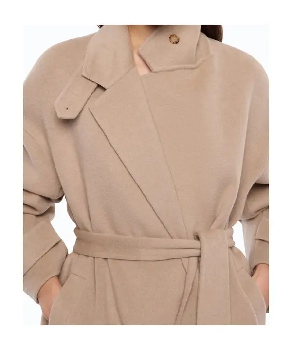 Pinko Coat In Double-layered Wool-blend Cloth With Belt