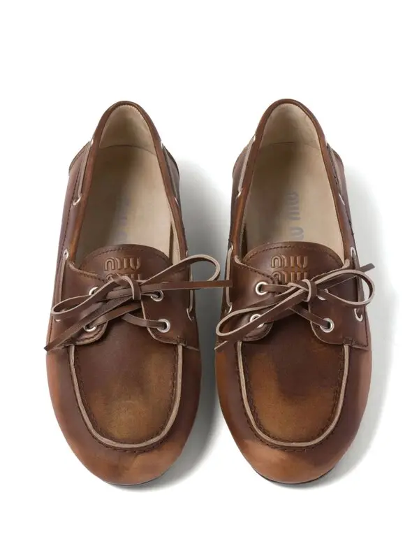 Miu Miu Lace-up Loafers - Brown