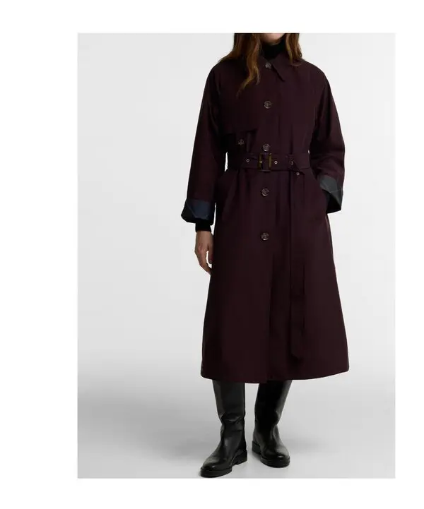 Barbour Long Dark Burgundy Trench Coat