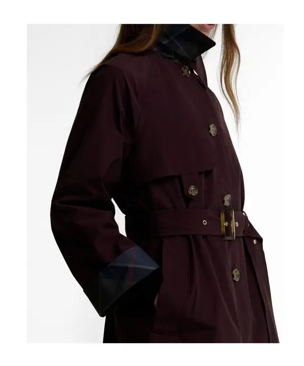 Barbour Long Dark Burgundy Trench Coat