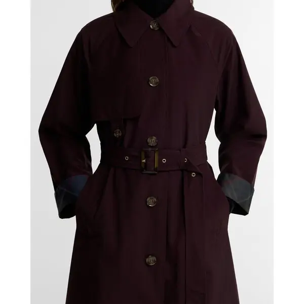 Barbour Long Dark Burgundy Trench Coat