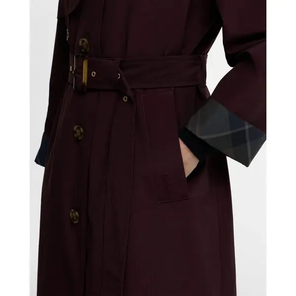 Barbour Long Dark Burgundy Trench Coat