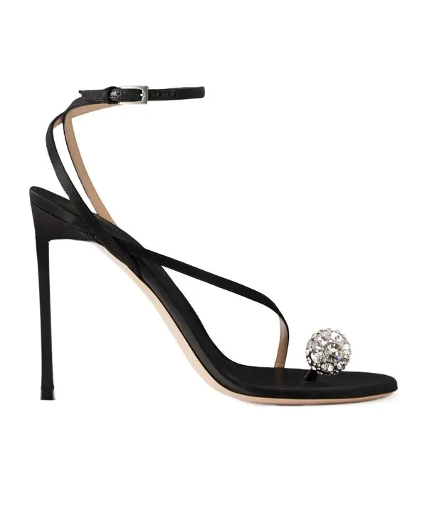 TOM FORD Crystal-embellished Leather-trimmed Satin Sandals