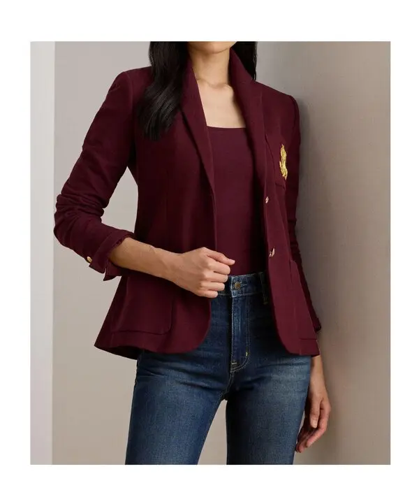 Ralph Lauren Anfisa Cotton Long Sleeve Monogram Blazer