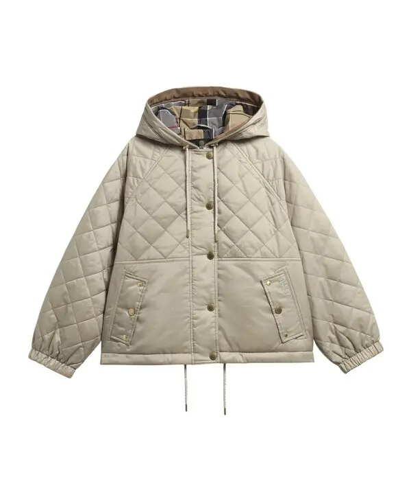 Barbour Beige Hooded Quilted Jacket - No
