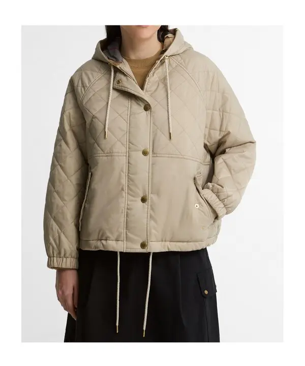 Barbour Beige Hooded Quilted Jacket