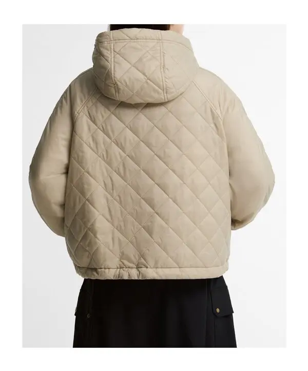 Barbour Beige Hooded Quilted Jacket