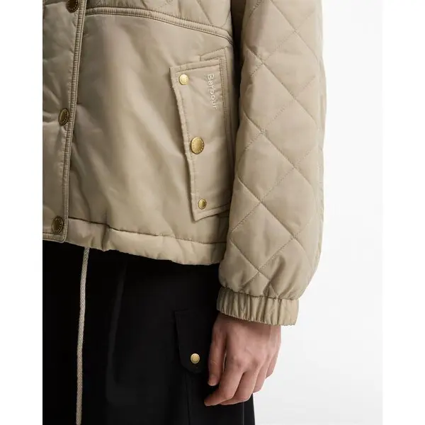 Barbour Beige Hooded Quilted Jacket