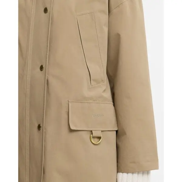 Barbour Long Beige Hooded Parka