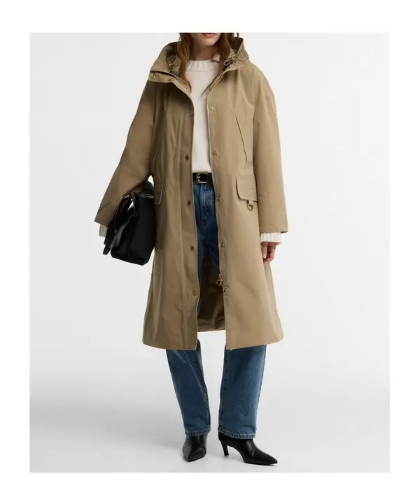 Barbour Long Beige Hooded Parka