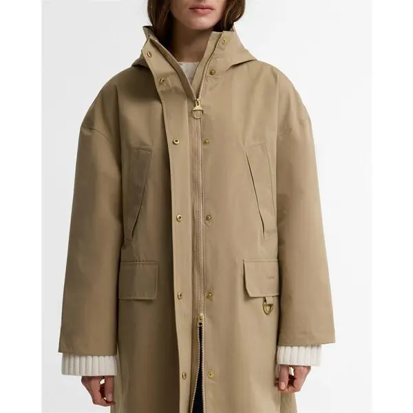 Barbour Long Beige Hooded Parka