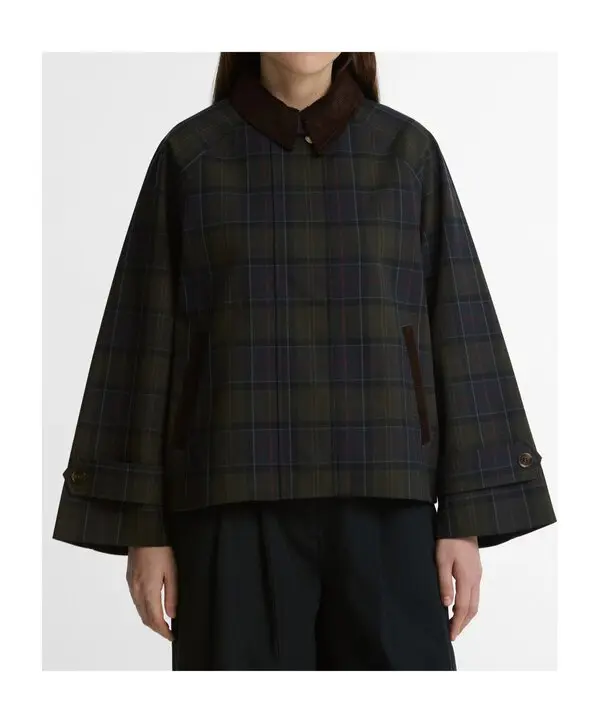 Barbour Cropped Plaid Wool Jacket