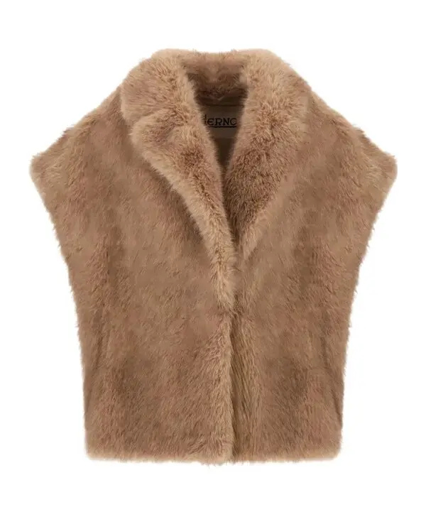 Herno Tocco Long Hair Faux Fur Vest - Brown