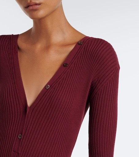 MUGLER Ribbed-knit Cotton Bodysuit - Red
