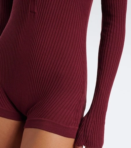 MUGLER Ribbed-knit Cotton Bodysuit - Red