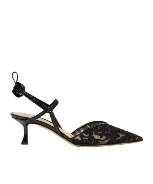 Fendi Tulle Medium-heeled Slingbacks - Black