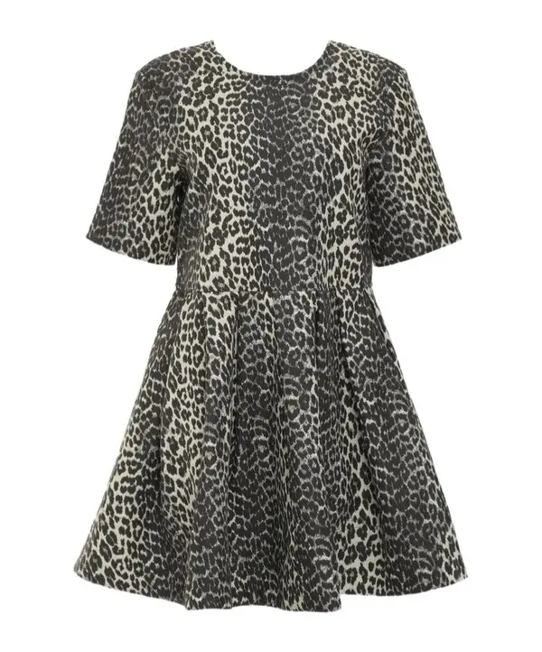 GANNI Leopard Printed Mini Dress - Leopard Color