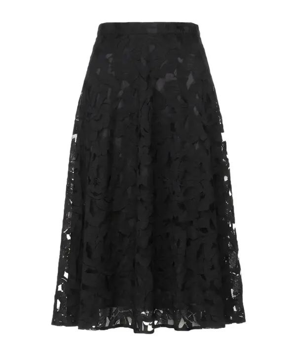 Max Mara Solid-color Mesh Midi Skirt - Black