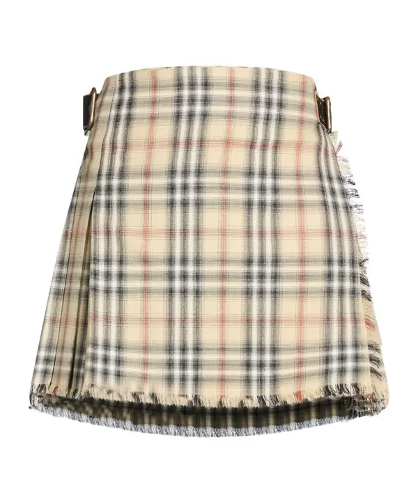 Burberry Classic Printed Wool Midi Skirt