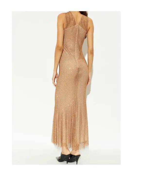 SELF-PORTRAIT Crystal-embellished Mesh Maxi Dress